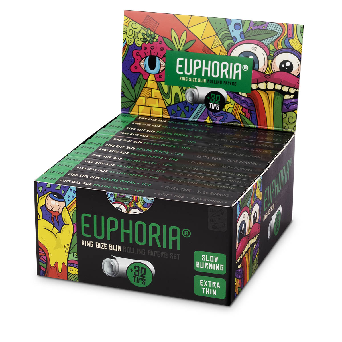 Euphoria Vibrant Rolling Papers Kingsize Slim + Filters - Euphoria.eu ...